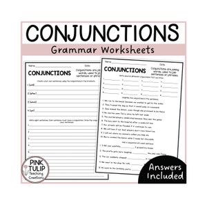 Understanding Conjunctions Worksheets - No Prep Printables - Etsy