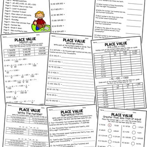 Decimal Place Value Into the Thousandths - Worksheet Pack - Etsy