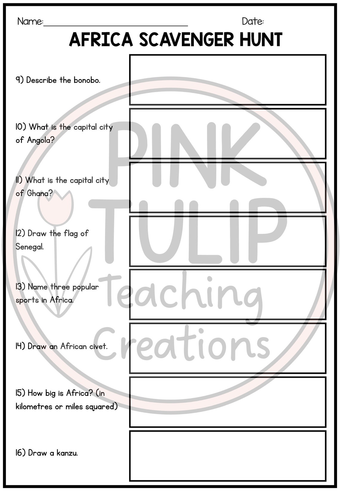 Africa Scavenger Hunt - Research Task - Etsy