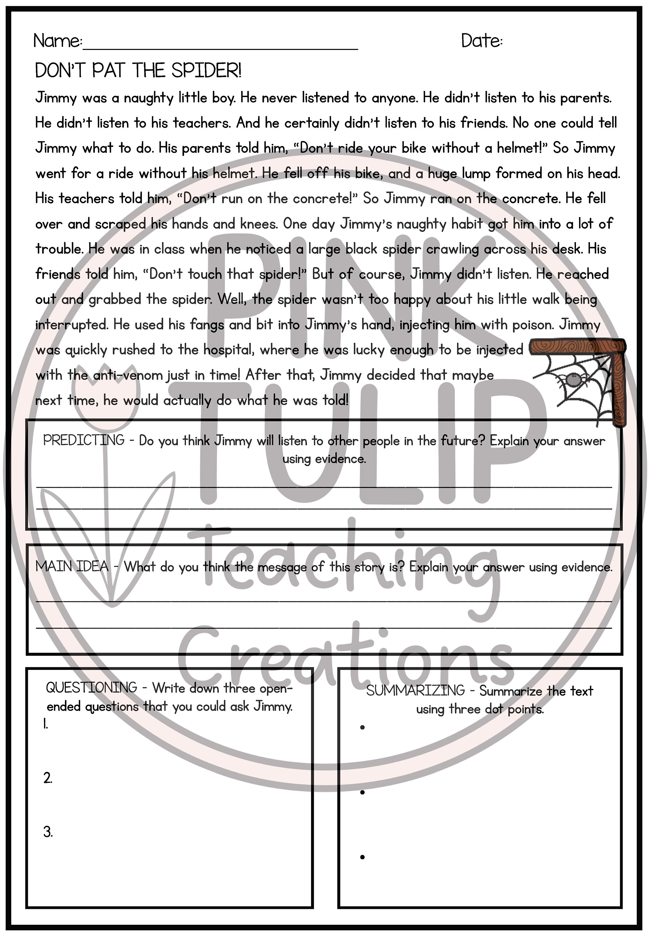 Comprehension Worksheets - Reading Strategies Set #6 - Etsy