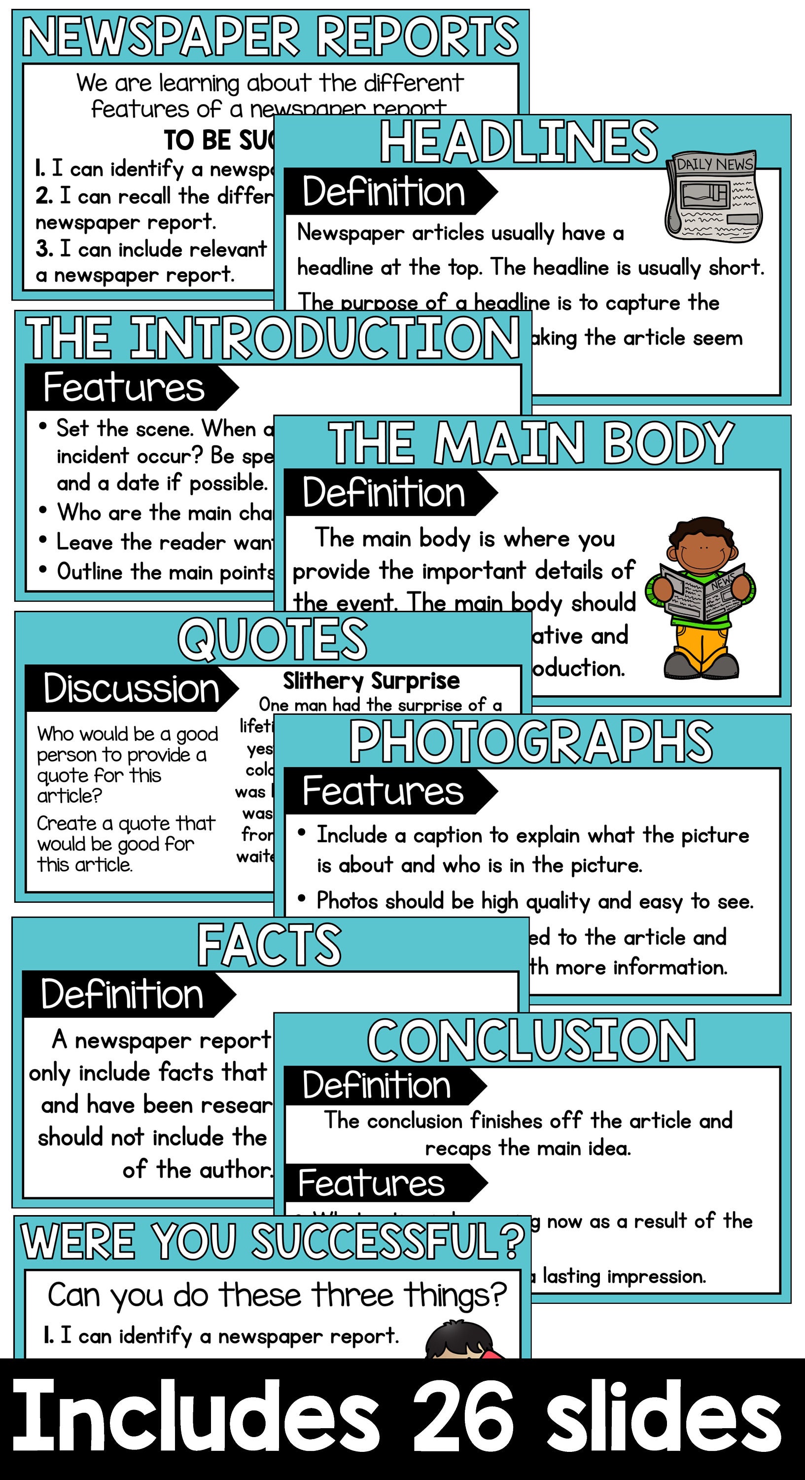 Features of a Newspaper Report Powerpoint - Guided Teaching - Etsy