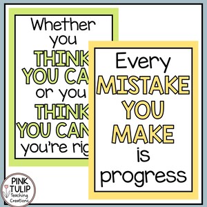 Growth Mindset Poster Set - Classroom Decor - Etsy