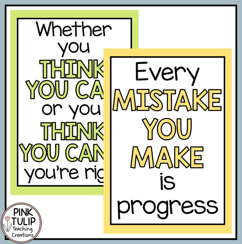 Growth Mindset Poster Set - Classroom Decor - Etsy