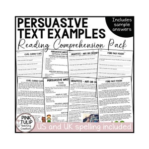 Persuasive Text Examples Ten Reading Samples With Comprehension - Etsy