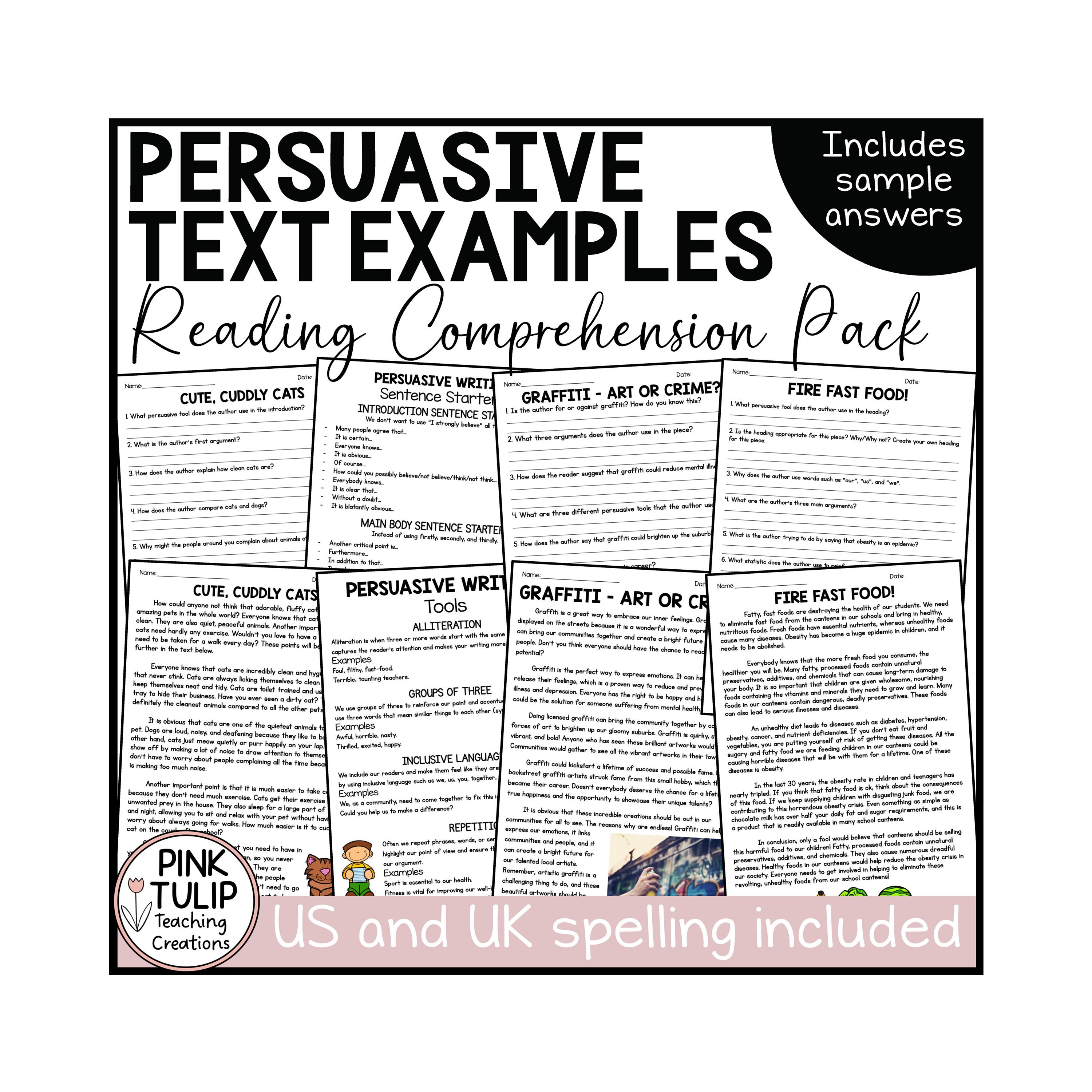 Persuasive Text Examples Ten Reading Samples With Comprehension - Etsy