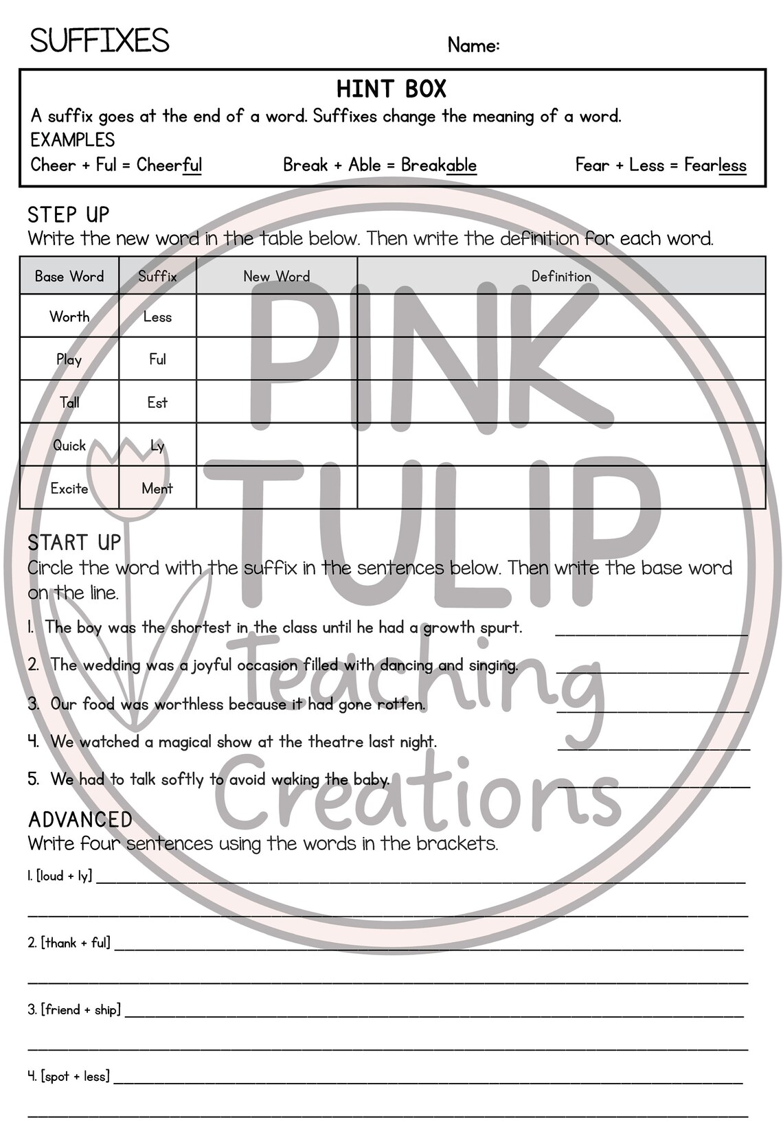 Prefixes and Suffixes - Grammar Worksheets With Answers - Etsy