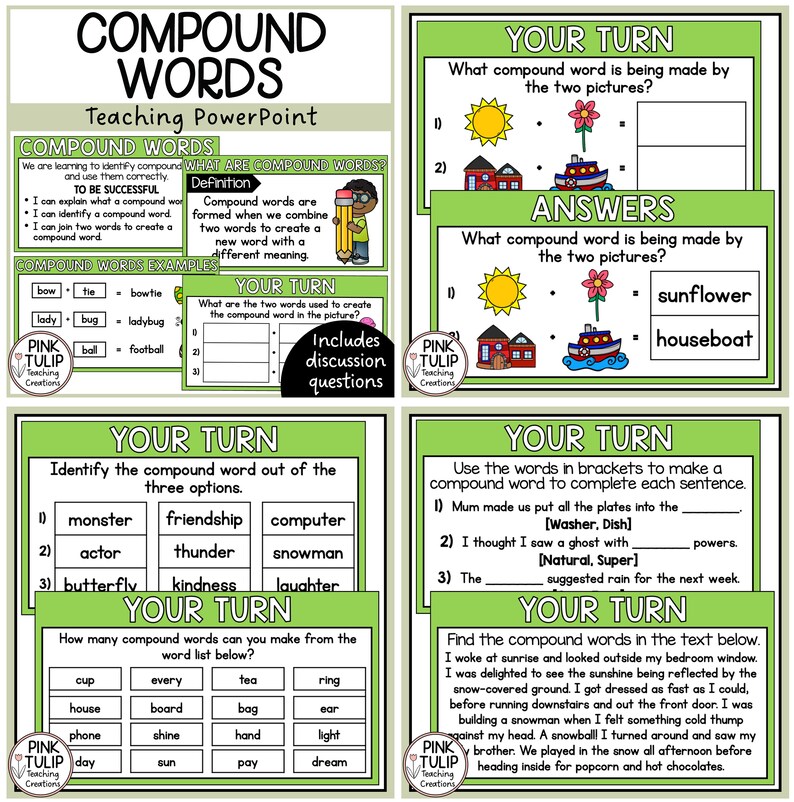 Compound Words Bundle - Worksheet Pack and Guided Teaching Powerpoint ...