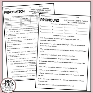 Parts of Speech Grammar Workbook - Etsy