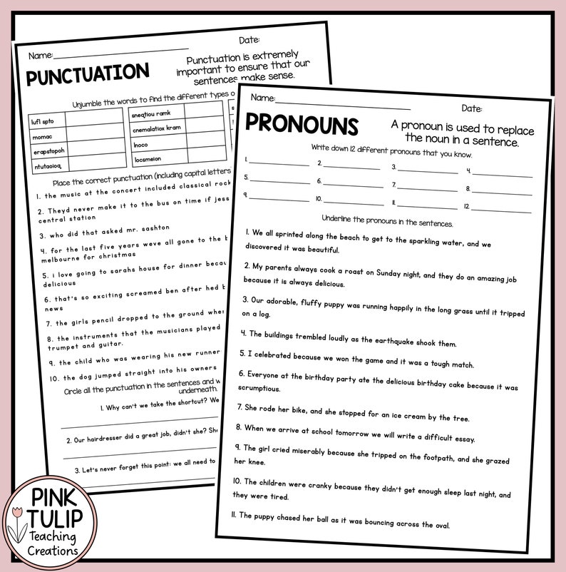 Parts of Speech Grammar Workbook - Etsy