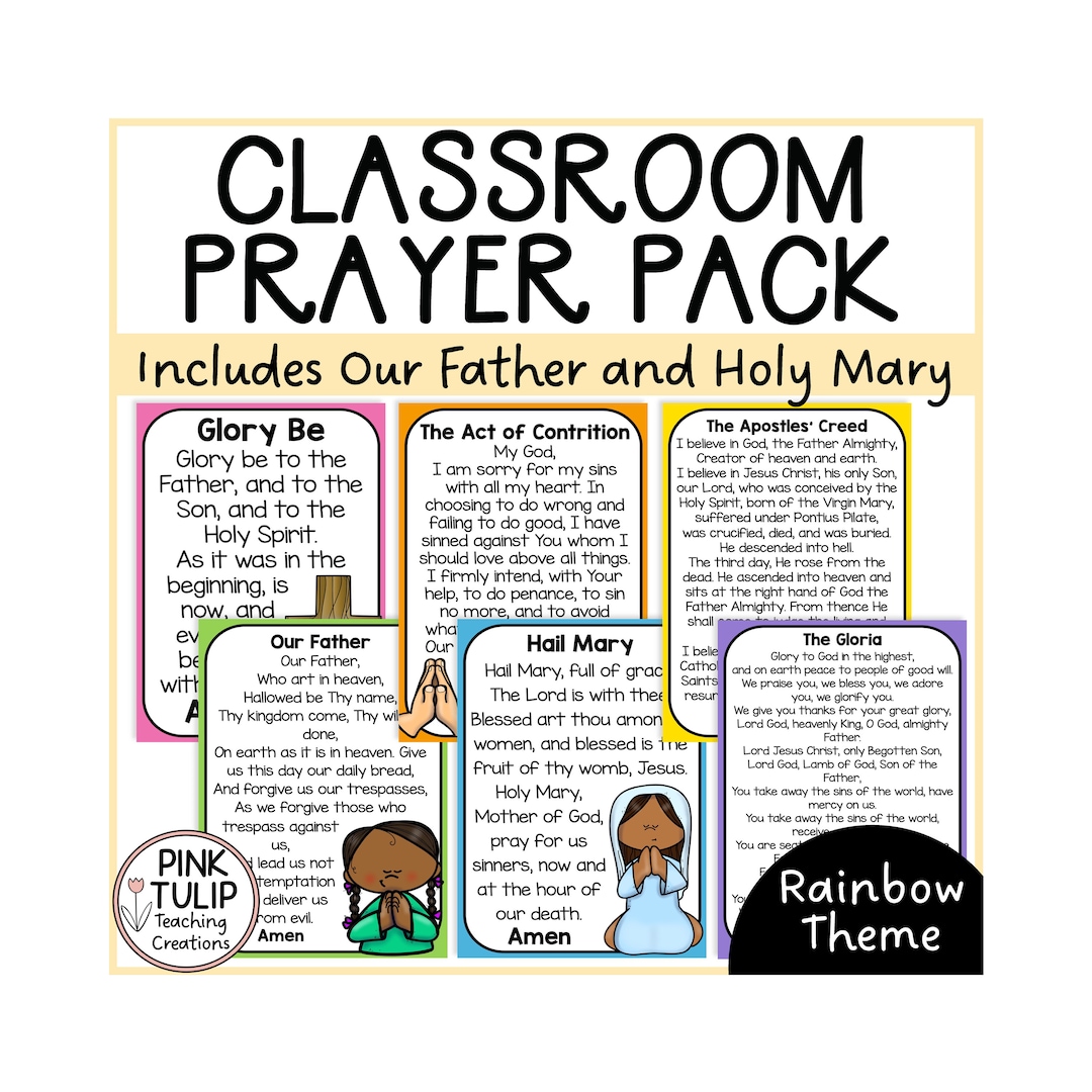 Pack of Beautiful Catholic Classroom Prayers - Etsy