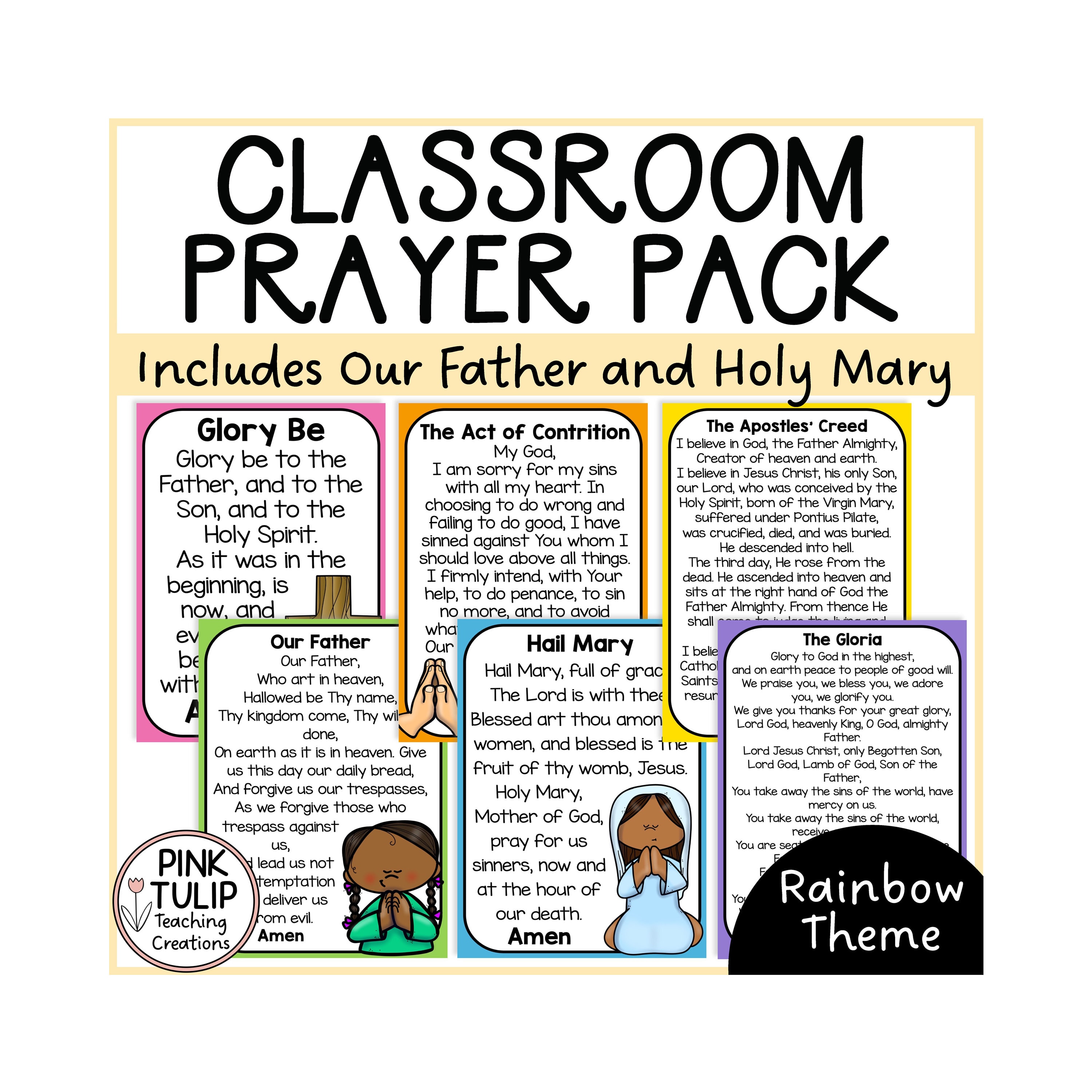 Pack of Beautiful Catholic Classroom Prayers - Etsy