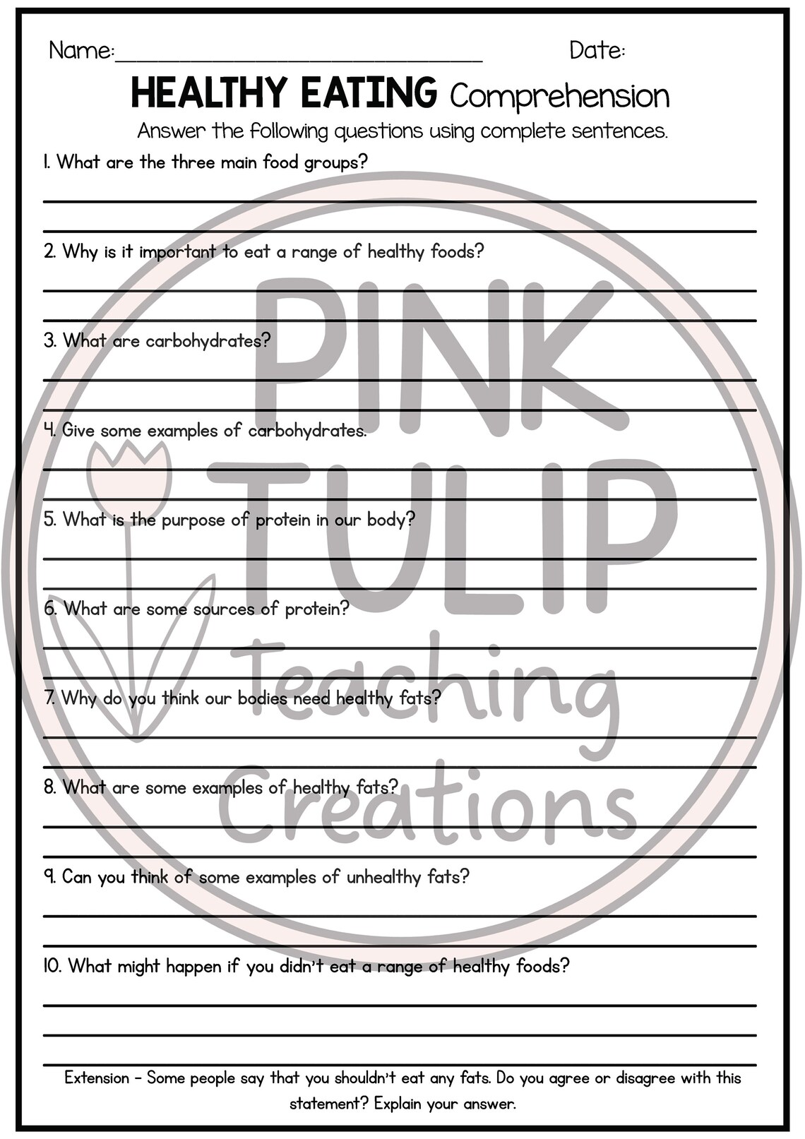 Healthy Living Learning Activity Pack - Etsy