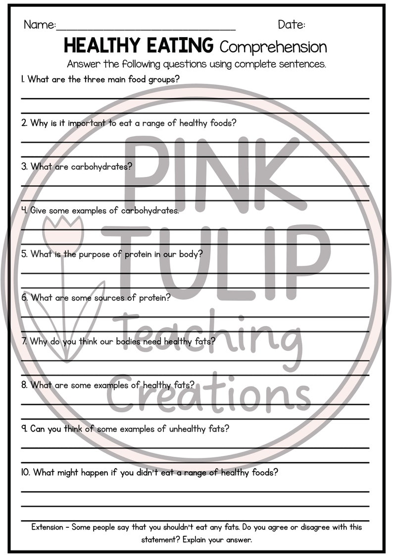 Healthy Living - Learning Activity Pack - Etsy