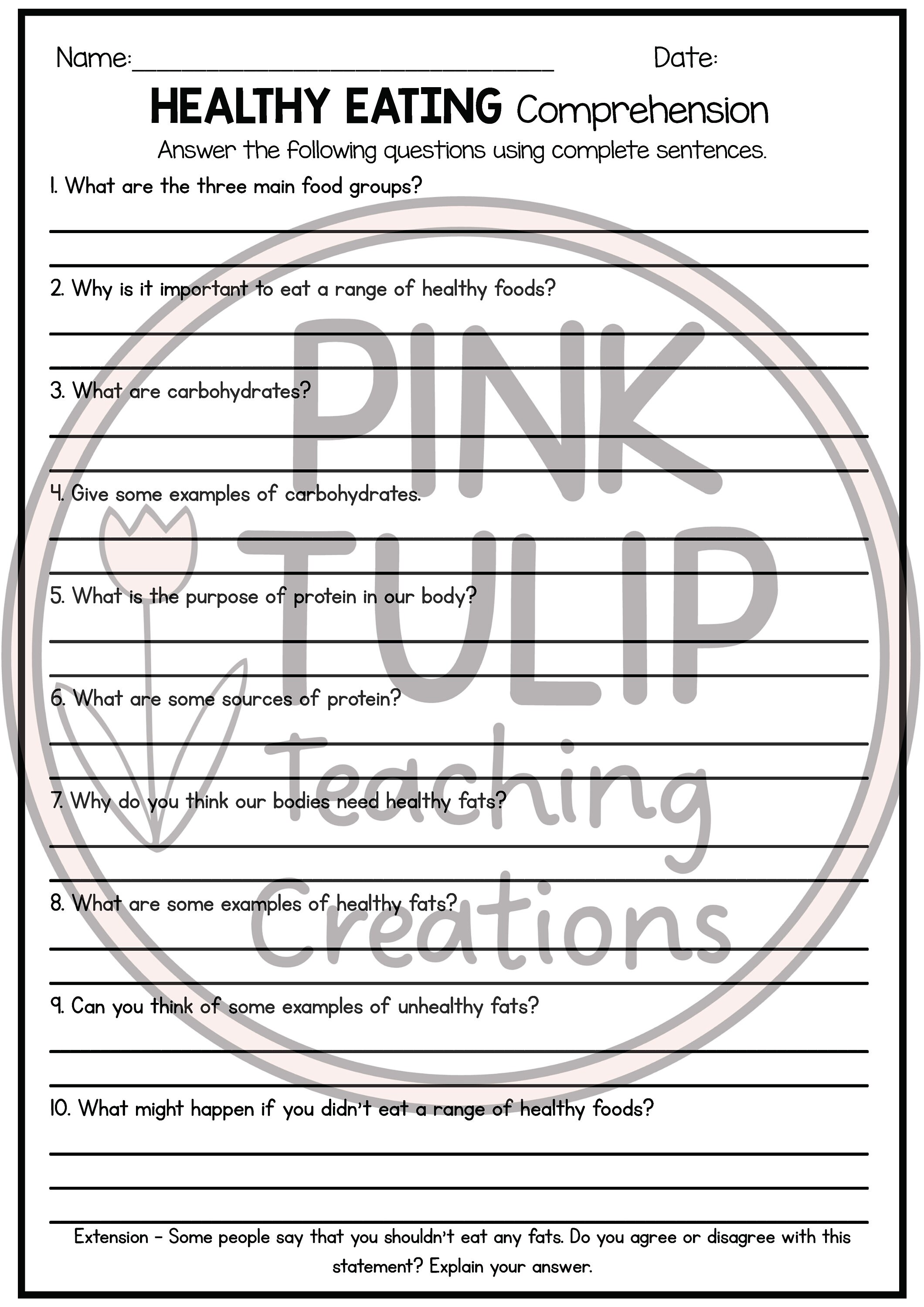 Healthy Living Learning Activity Pack - Etsy