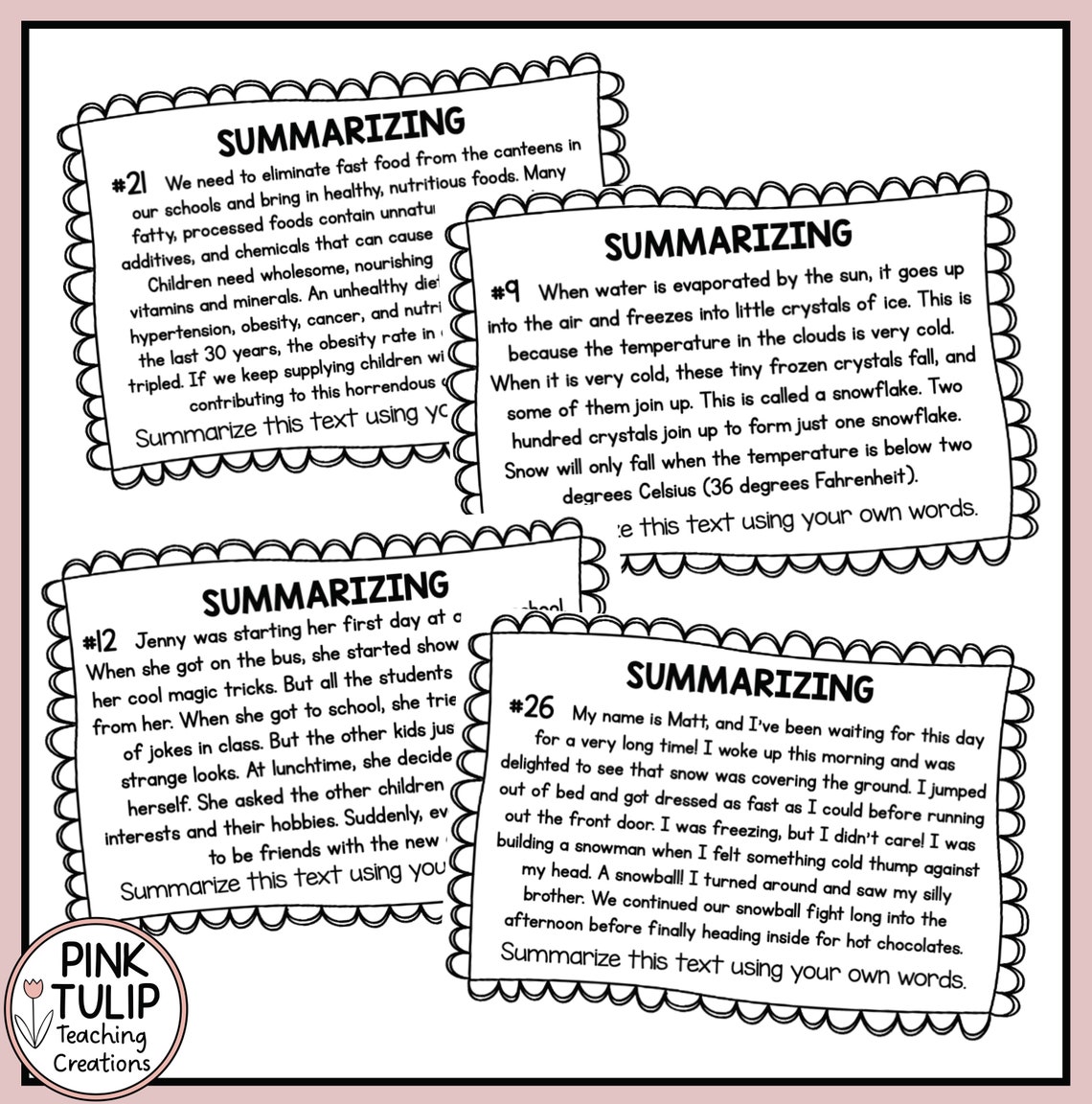 Summarizing summarising Task Cards - Etsy