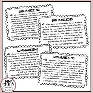 Summarizing (summarising) - Task Cards - Etsy