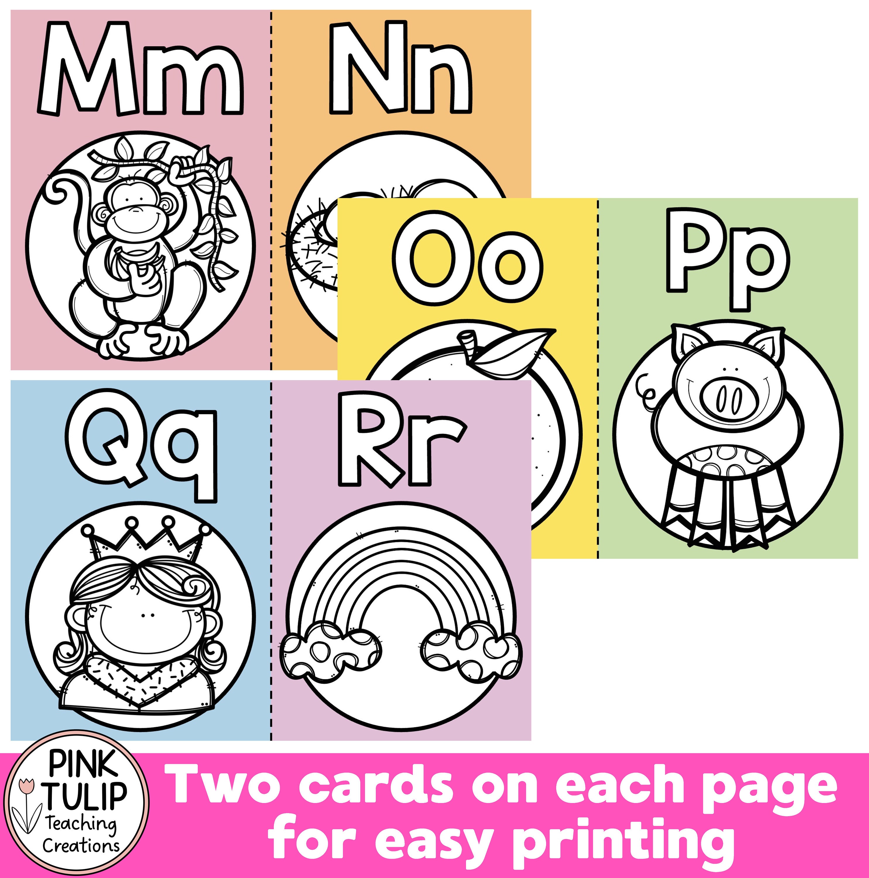 Alphabet Flash Cards Pastel Rainbow Theme - Etsy