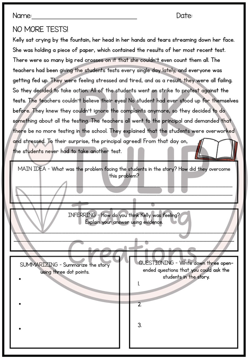 Comprehension Worksheets - Reading Strategies Set #9 - Etsy