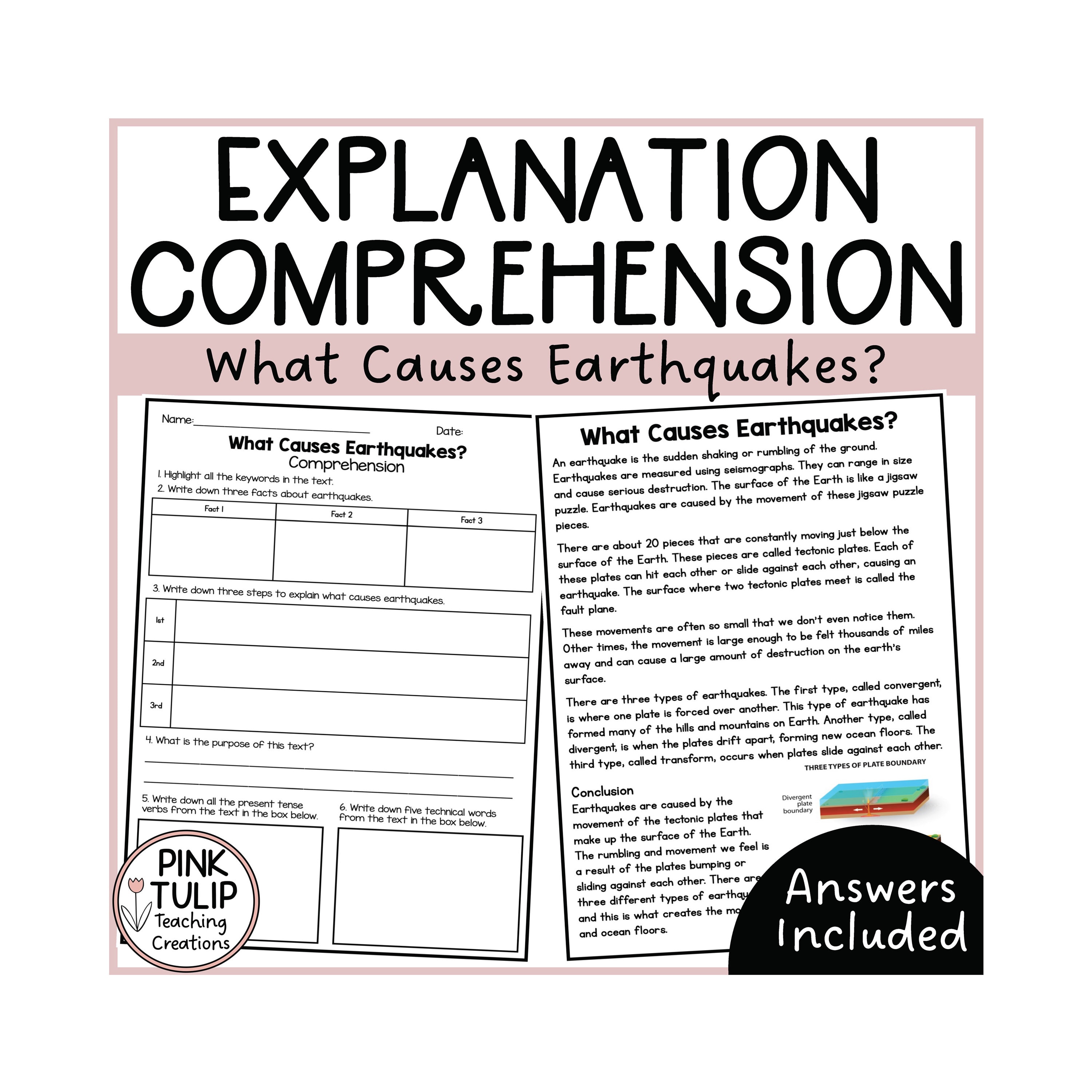 Explanation Text - What Causes Earthquakes? - Etsy