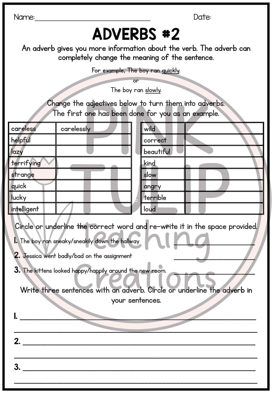 Adverbs Mini Unit Structured Worksheet Pack - Etsy