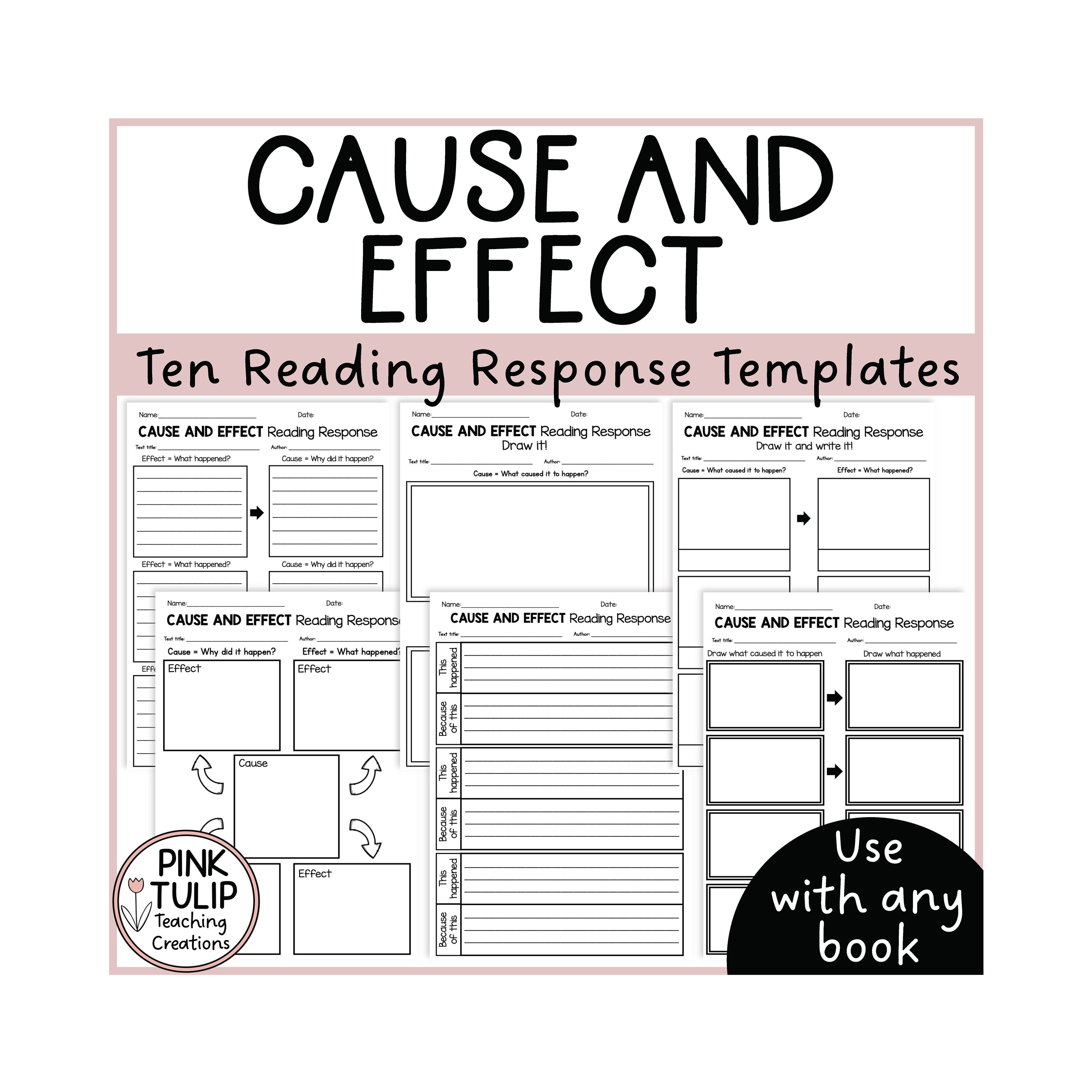 Cause and Effect Reading Response Package Templates for Any Book - Etsy