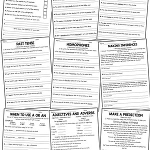 Reading and Grammar Pack - No Prep Printables - Etsy
