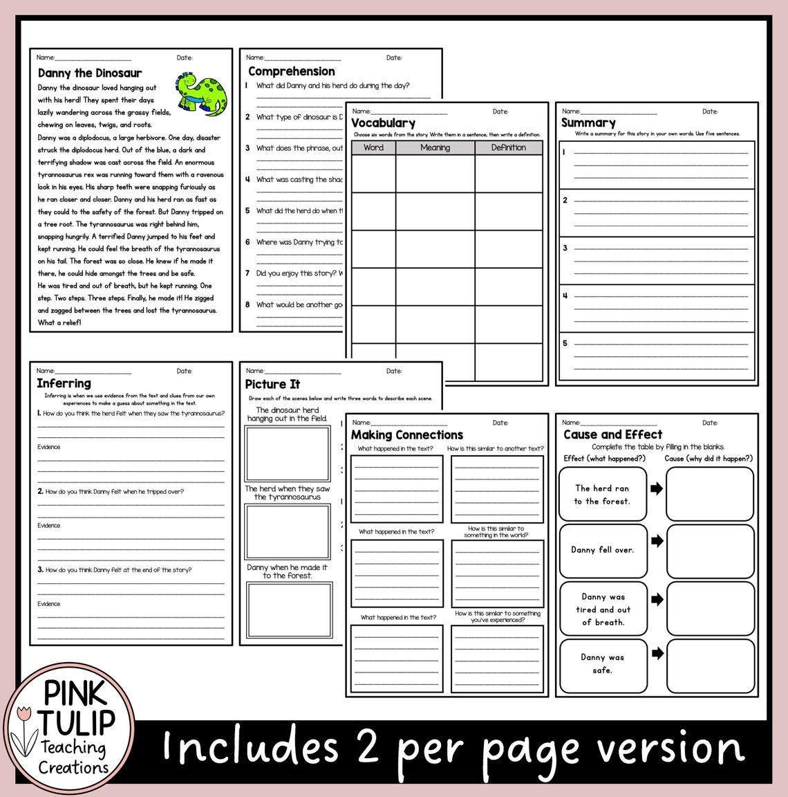 Reading Comprehension Danny the Dinosaur - Etsy