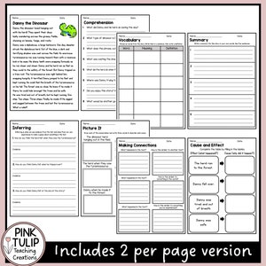 Reading Comprehension - Danny the Dinosaur - Etsy