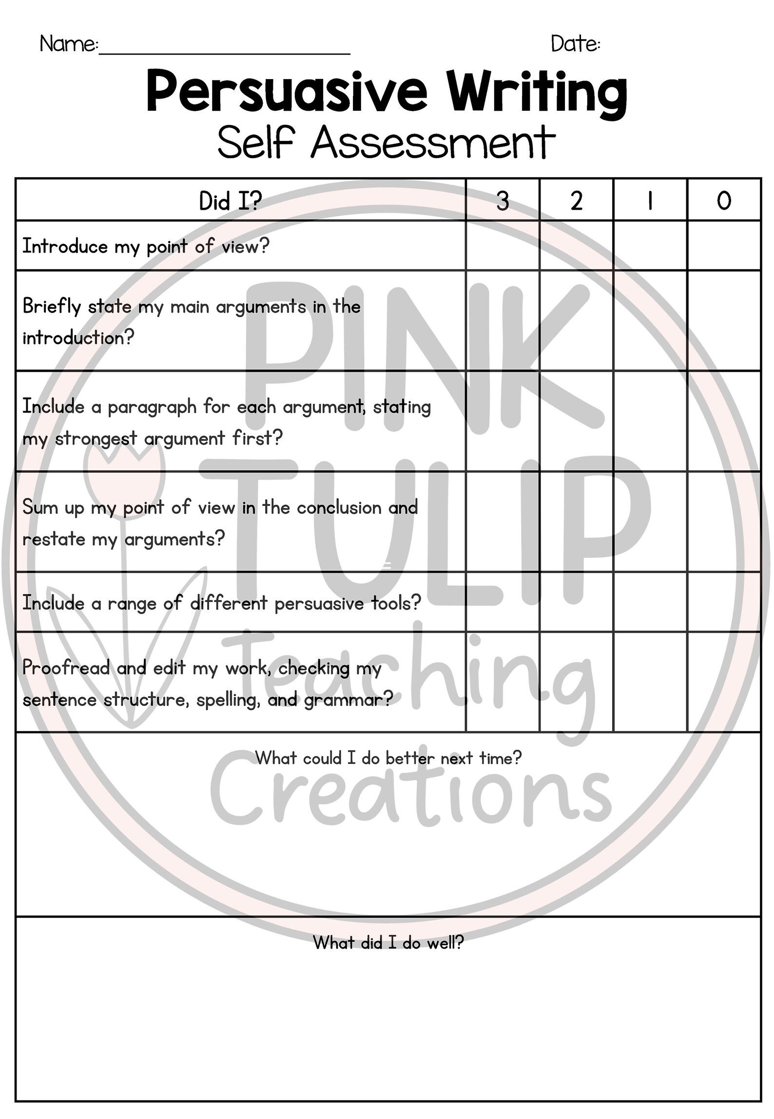 Persuasive Writing - Marking Assessment Rubrics - Etsy