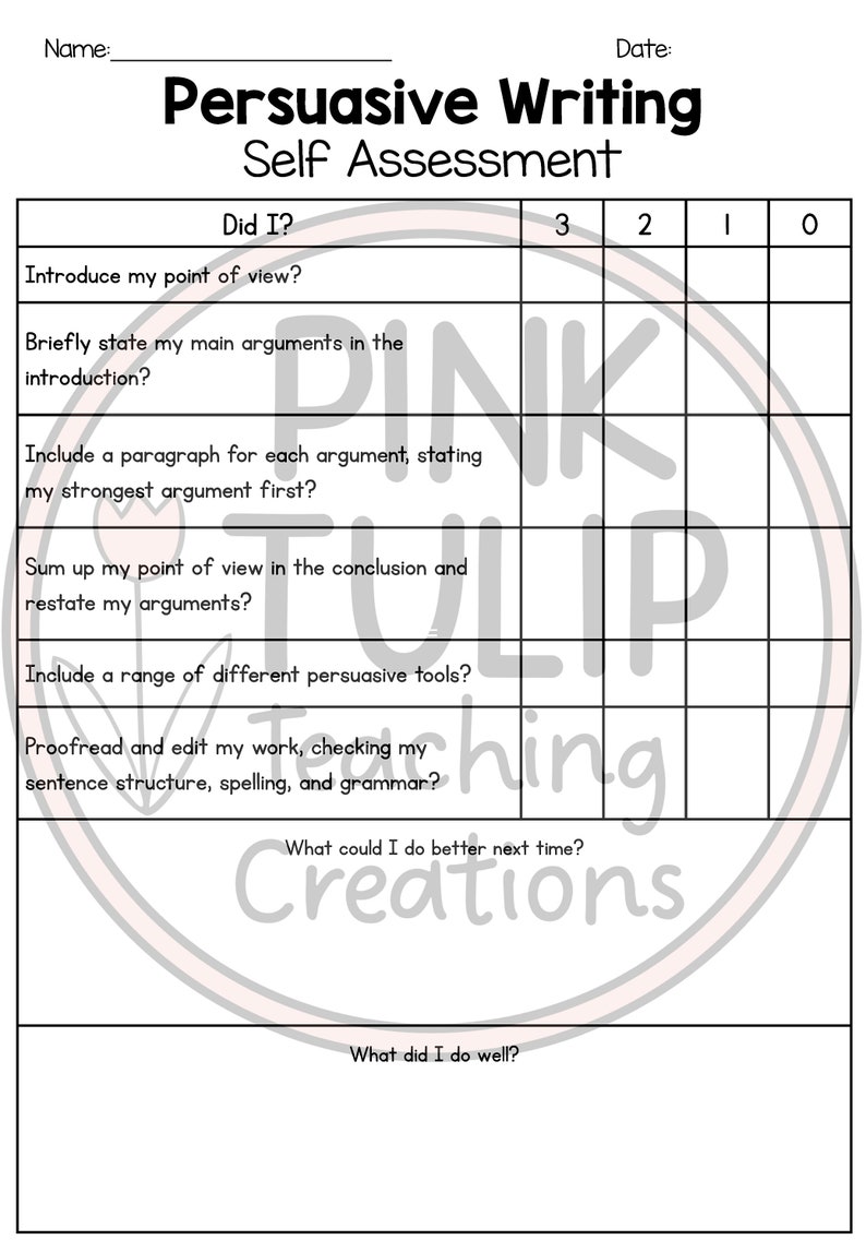 Persuasive Writing - Marking Assessment Rubrics - Etsy