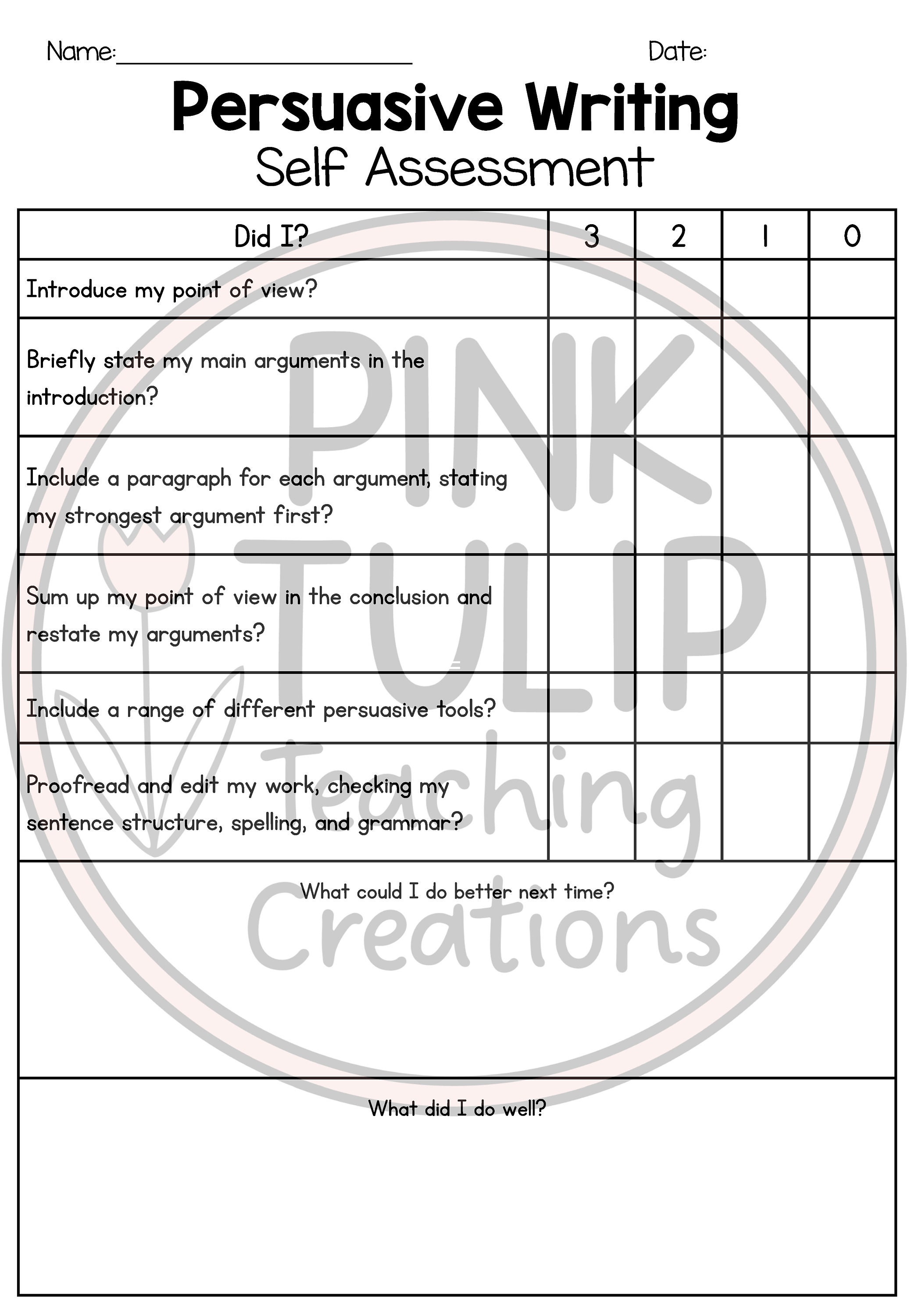 Persuasive Writing - Marking Assessment Rubrics - Etsy