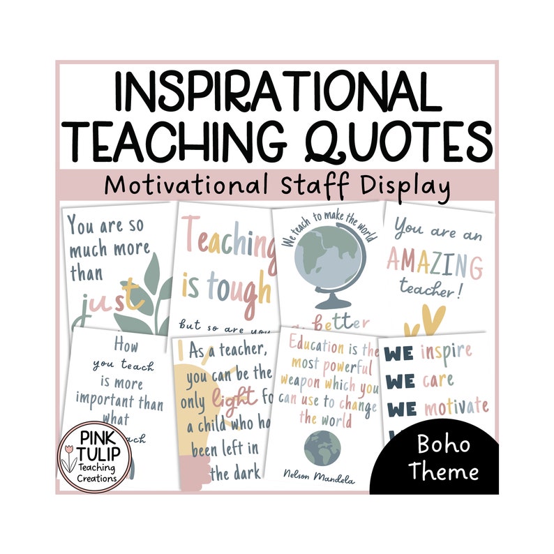 Inspirational Teaching Quotes Posters - Boho Theme Staffroom Display - Etsy