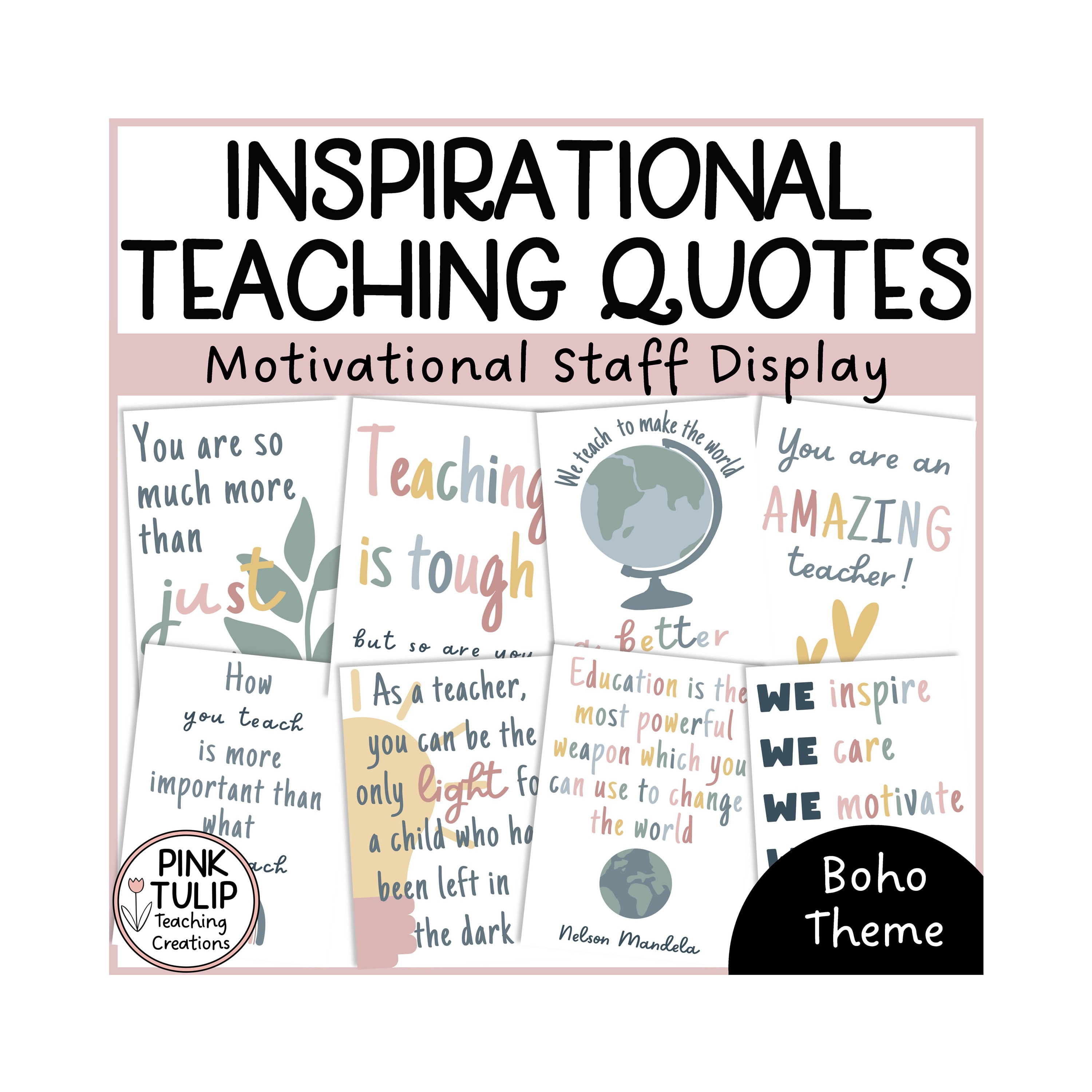 Inspirational Teaching Quotes Posters - Boho Theme Staffroom Display - Etsy