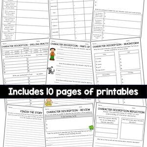 Character Description - Narrative Writing Worksheets - Etsy