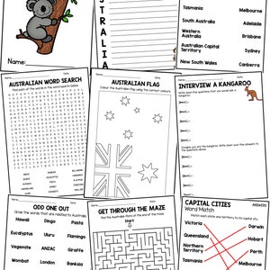 Australian Geography - Mini Fun Activity Pack - Etsy