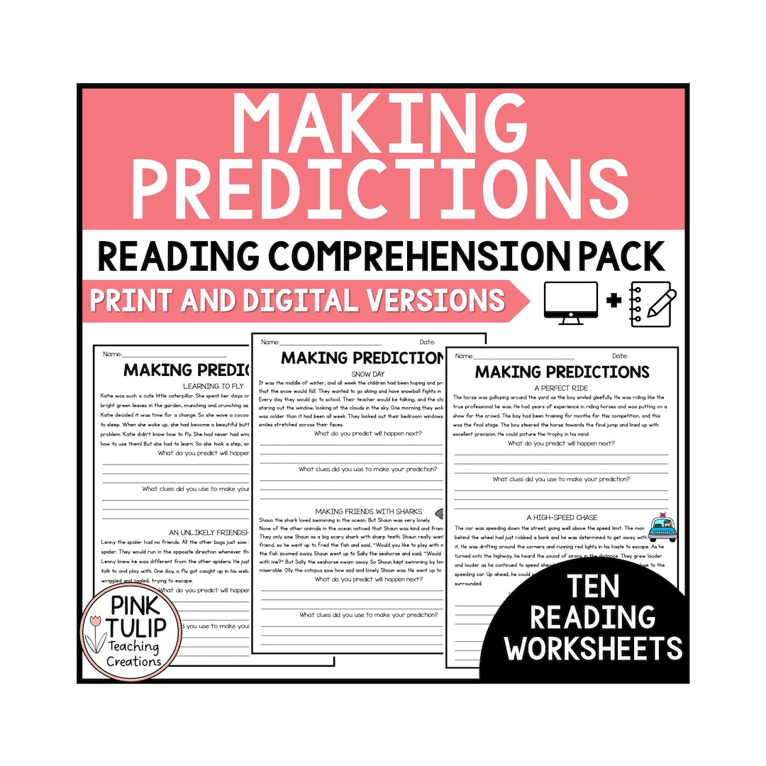 Making Predictions (predicting) - Reading Worksheet Pack - Etsy