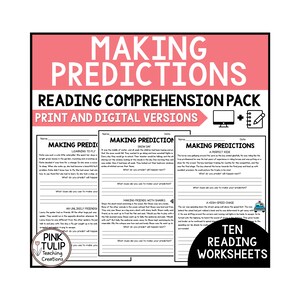 Making Predictions (predicting) - Reading Worksheet Pack - Etsy