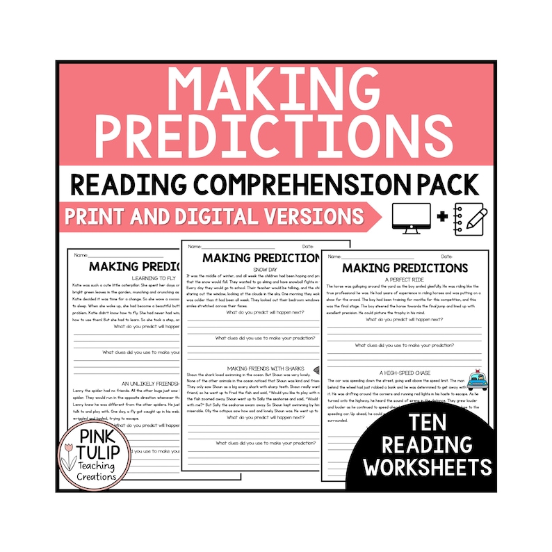 Making Predictions (predicting) - Reading Worksheet Pack - Etsy