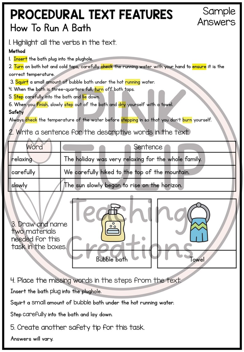 Procedural Text Examples - Ten Reading Samples With Comprehension - Etsy Procedural Text Examples - Ten Reading Samples With Comprehension - Etsy