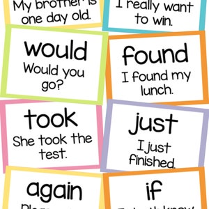 Sight Word Cards 101-200 High Frequency Words With Sentences - Etsy