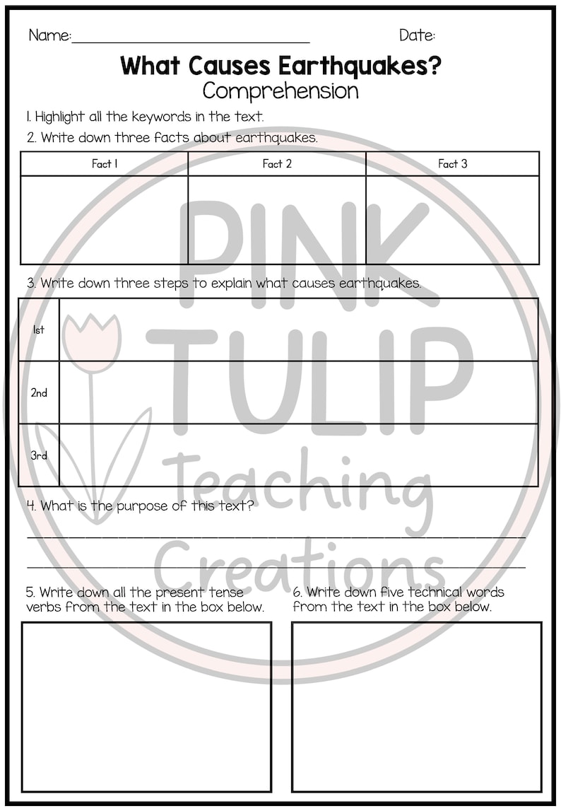 Explanation Text - What Causes Earthquakes? - Etsy