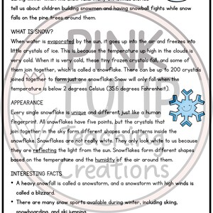 Seasonal Snow Christmas Comprehension - Reading Strategy Worksheet - Etsy
