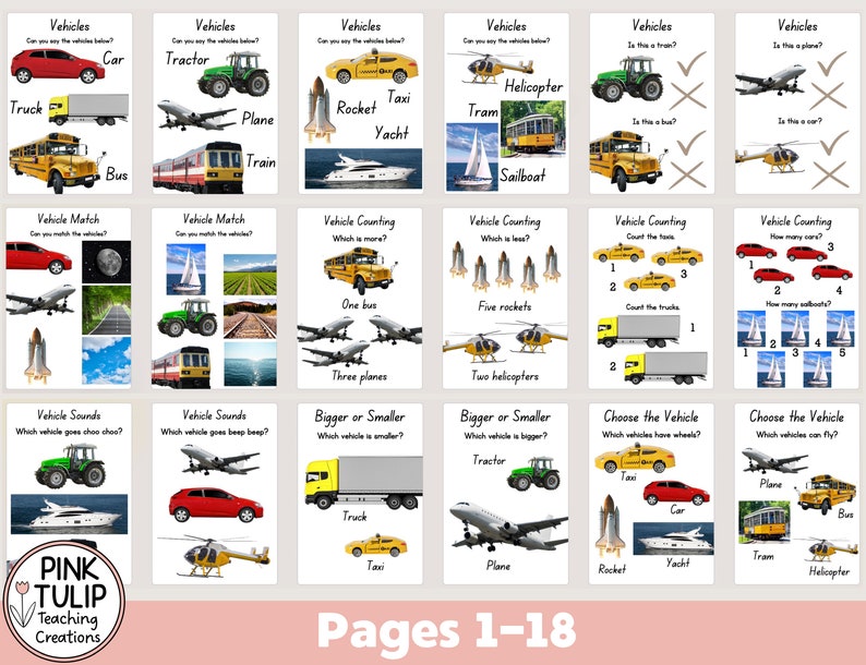 Toddler Learning Book - Vehicles - Etsy
