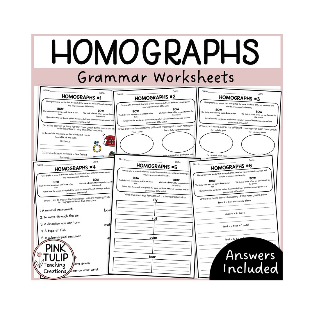 Homographs - Worksheet Pack With Answers - Etsy