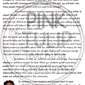 Persuasive Writing Comprehension - Change Our School Uniforms - Etsy