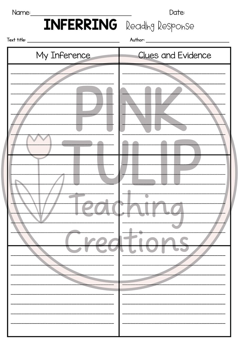 Making Inferences inferring Reading Response Pack Templates for Any ...