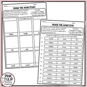 Adjectives Worksheet Pack With Answers - Etsy