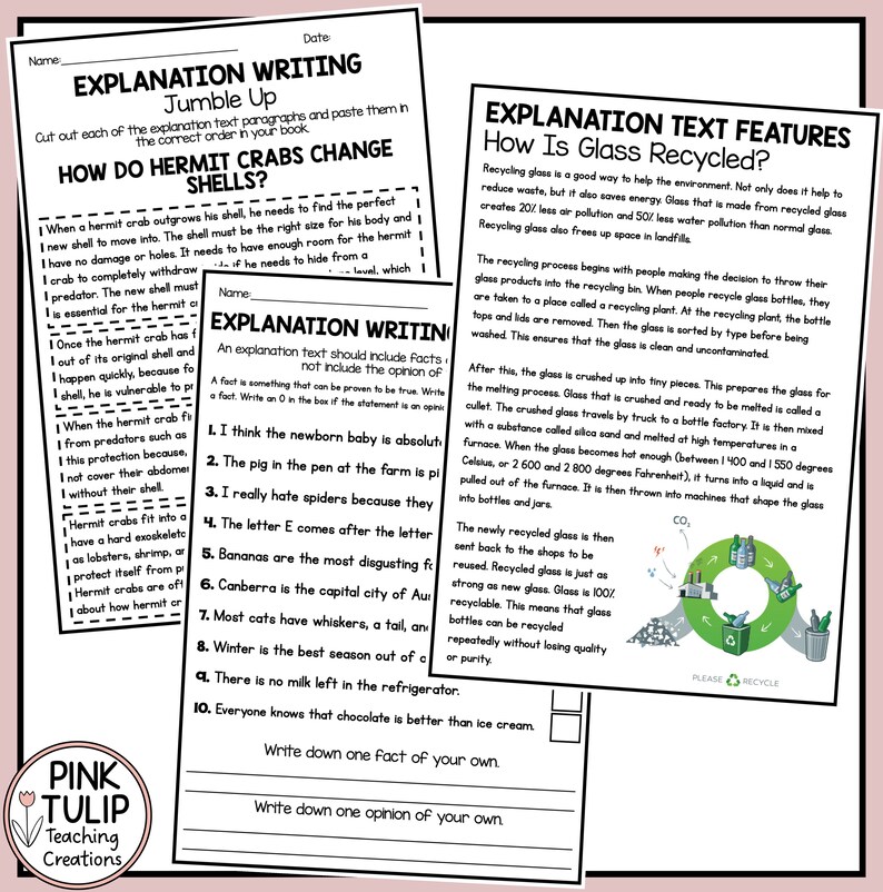 Explanation Text Writing Worksheet Pack - No Prep Lesson Ideas - Etsy