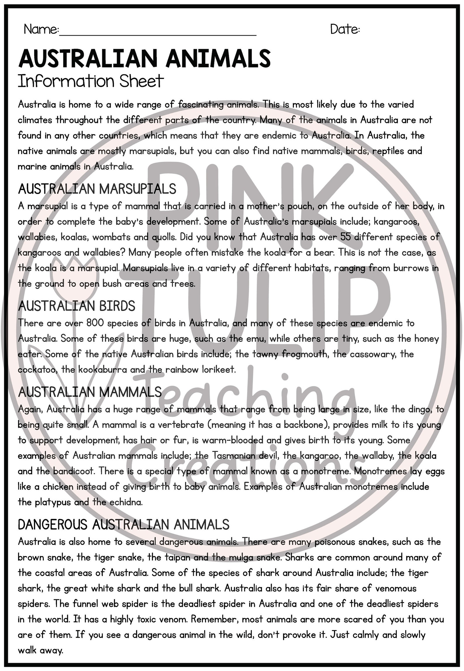 Australian Geography Comprehension Pack - Etsy