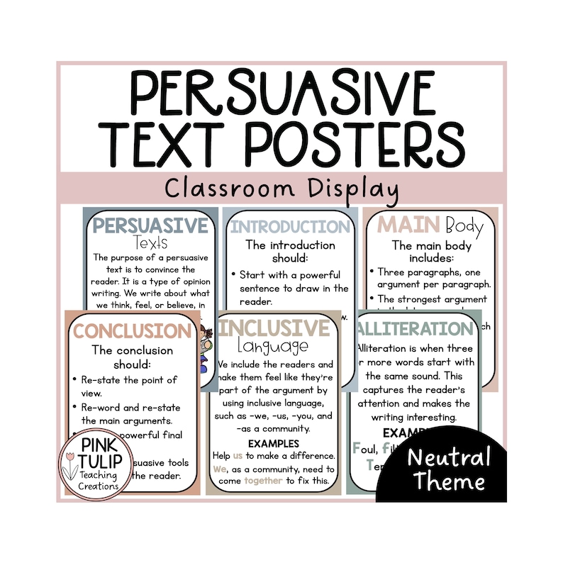 Persuasive Text Posters - Earth Tones Classroom Decor - Etsy